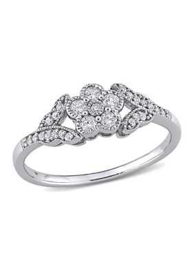 Belk & Co. Diamond Flower Ring in Sterling Silver | belk