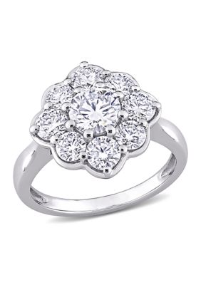 Belk & Co. White Sapphire & Tri-Colored Flower Ring in 10K Gold | belk