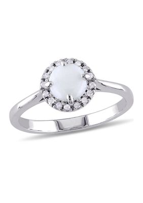 Belk & Co. Sterling Silver Aquamarine and Diamond Heart Ring | belk