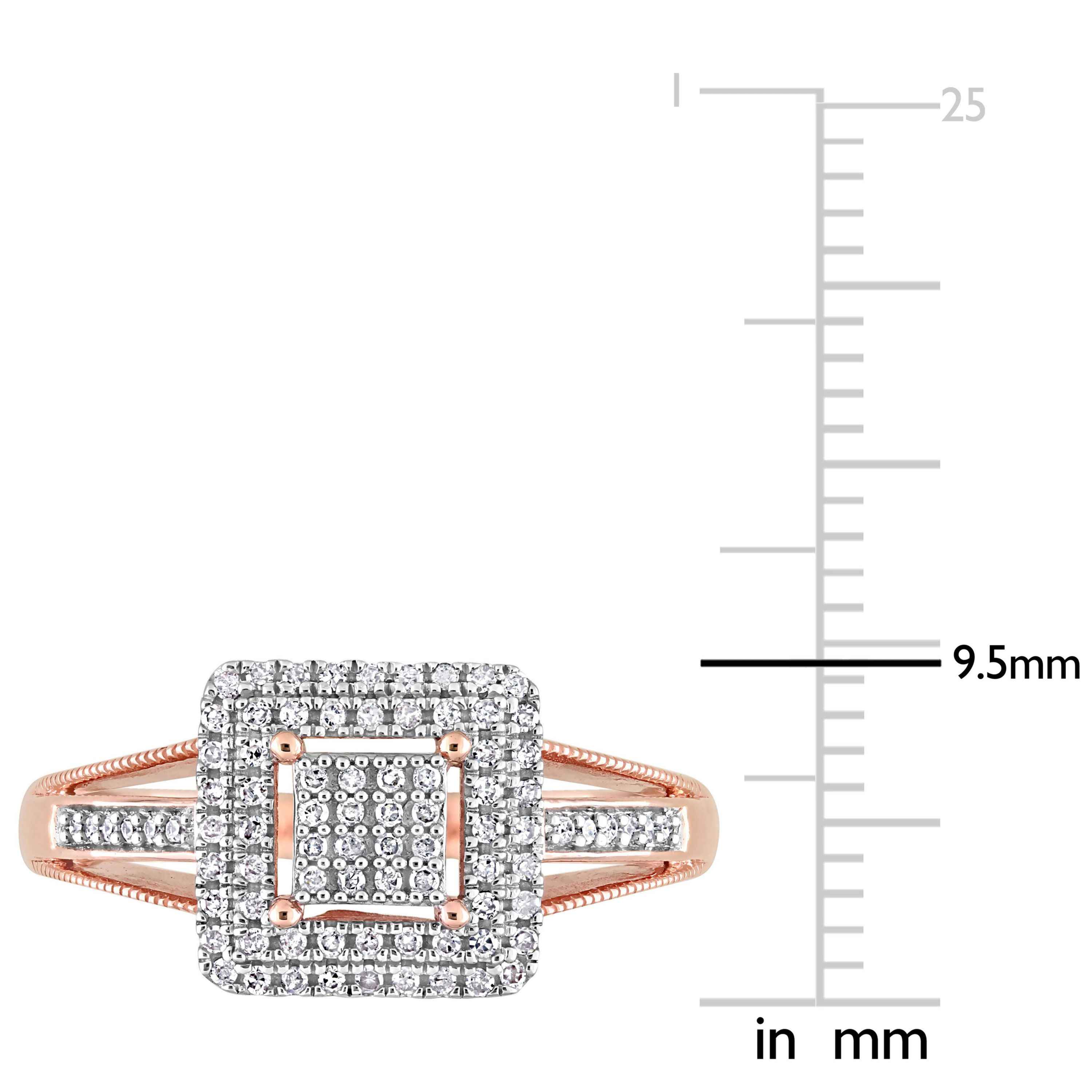 Belk & Co. 1/4 ct. t.w. Diamond Double Halo Square Cluster Split Shank ...