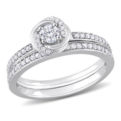 Belk & Co. 1/2 ct. t.w. Diamond Double Swirl Bridal Ring Set in 14K ...