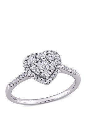 Belk & Co. 1/2 ct. t.w. Diamond Composite Heart Shape Halo Engagement ...