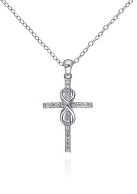 Belk & Co. Diamond Infinity Cross Necklace in Sterling Silver | belk