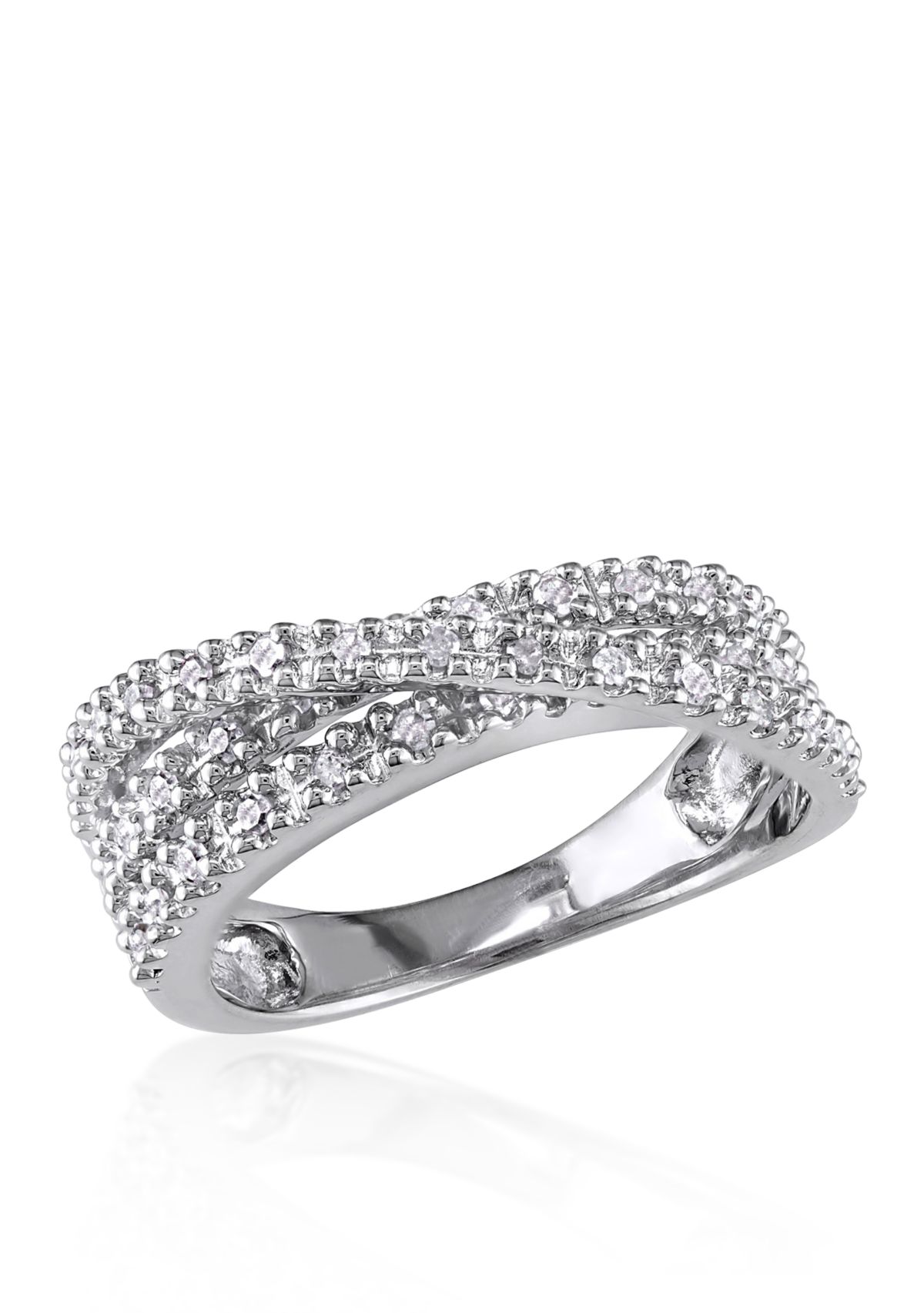 Belk & Co. Diamond Crossover Ring in Sterling Silver | Belk