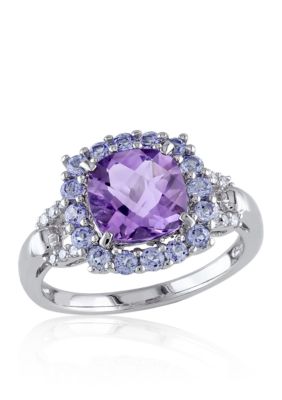 Belk & Co. Amethyst, Tanzanite, and Diamond Ring in Sterling Silver | belk