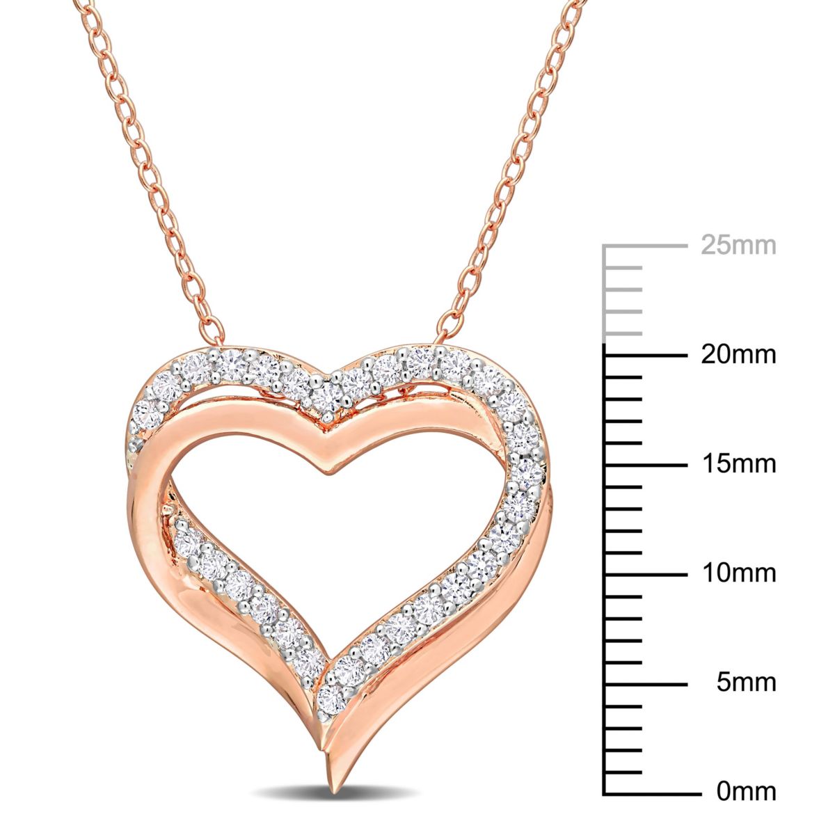 Belk & Co. Lab Created Created White Sapphire Crossover Heart Pendant ...