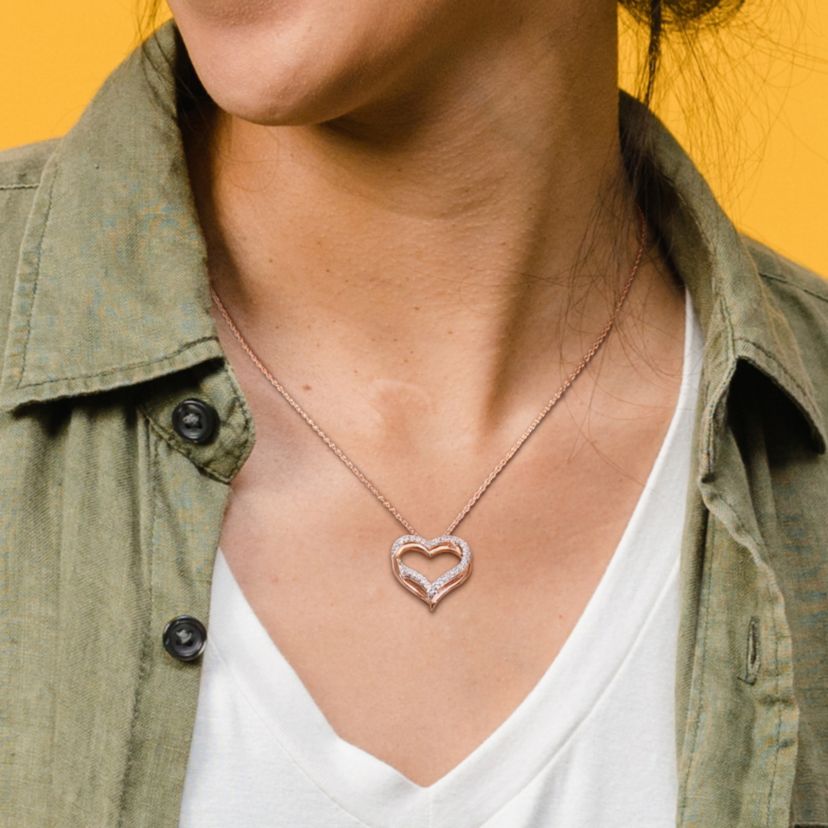 Belk & Co. Lab Created Created White Sapphire Crossover Heart Pendant ...