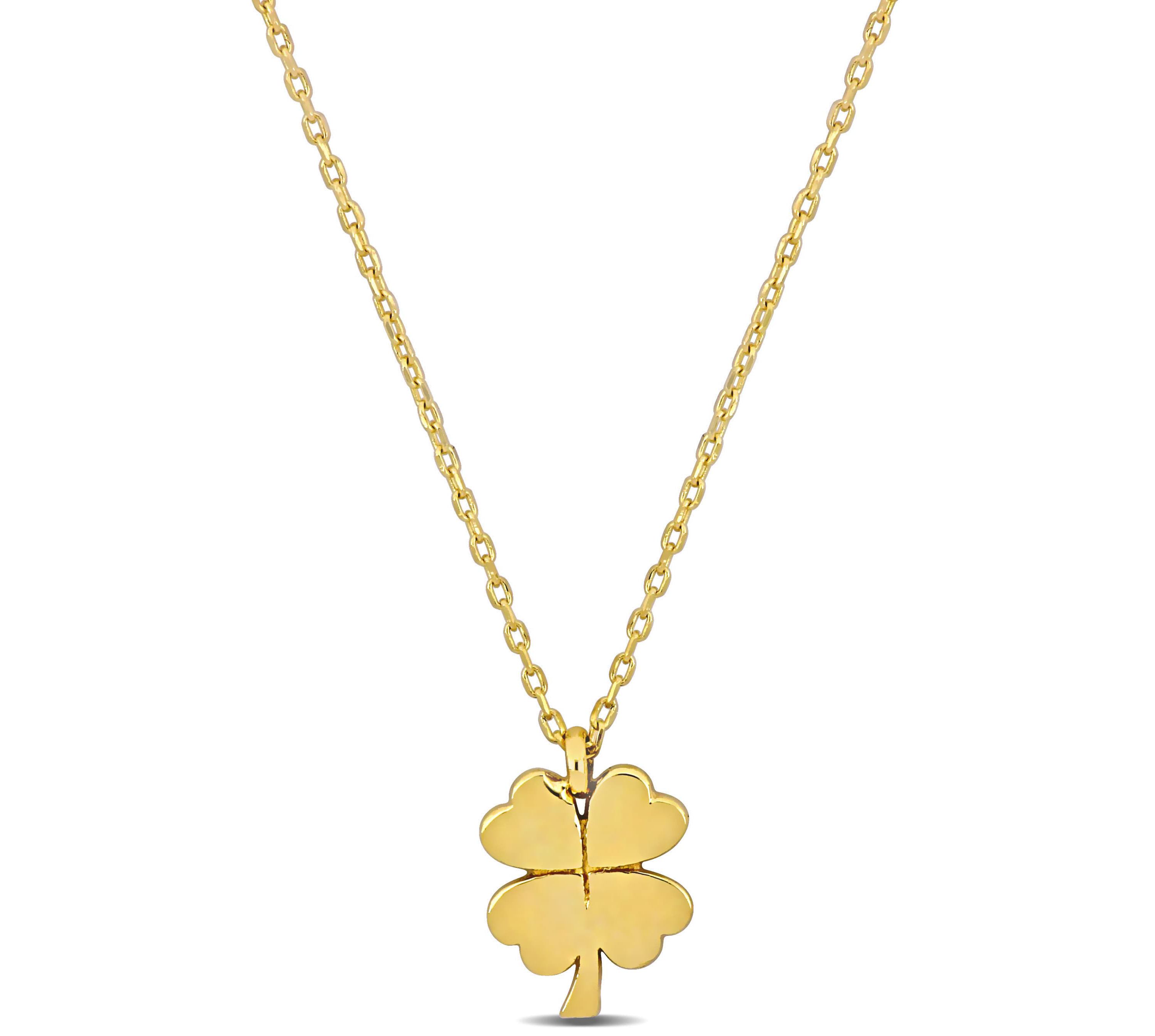 Belk & Co. 5.8mm Clover Leaf Pendant with Chain in 14k Yellow Gold, 17 ...