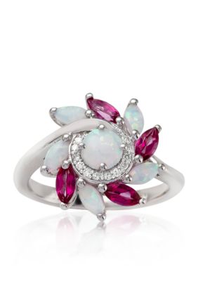 Belk & Co. Marquise Created Opal, Pink Topaz & Diamond Ring set in ...