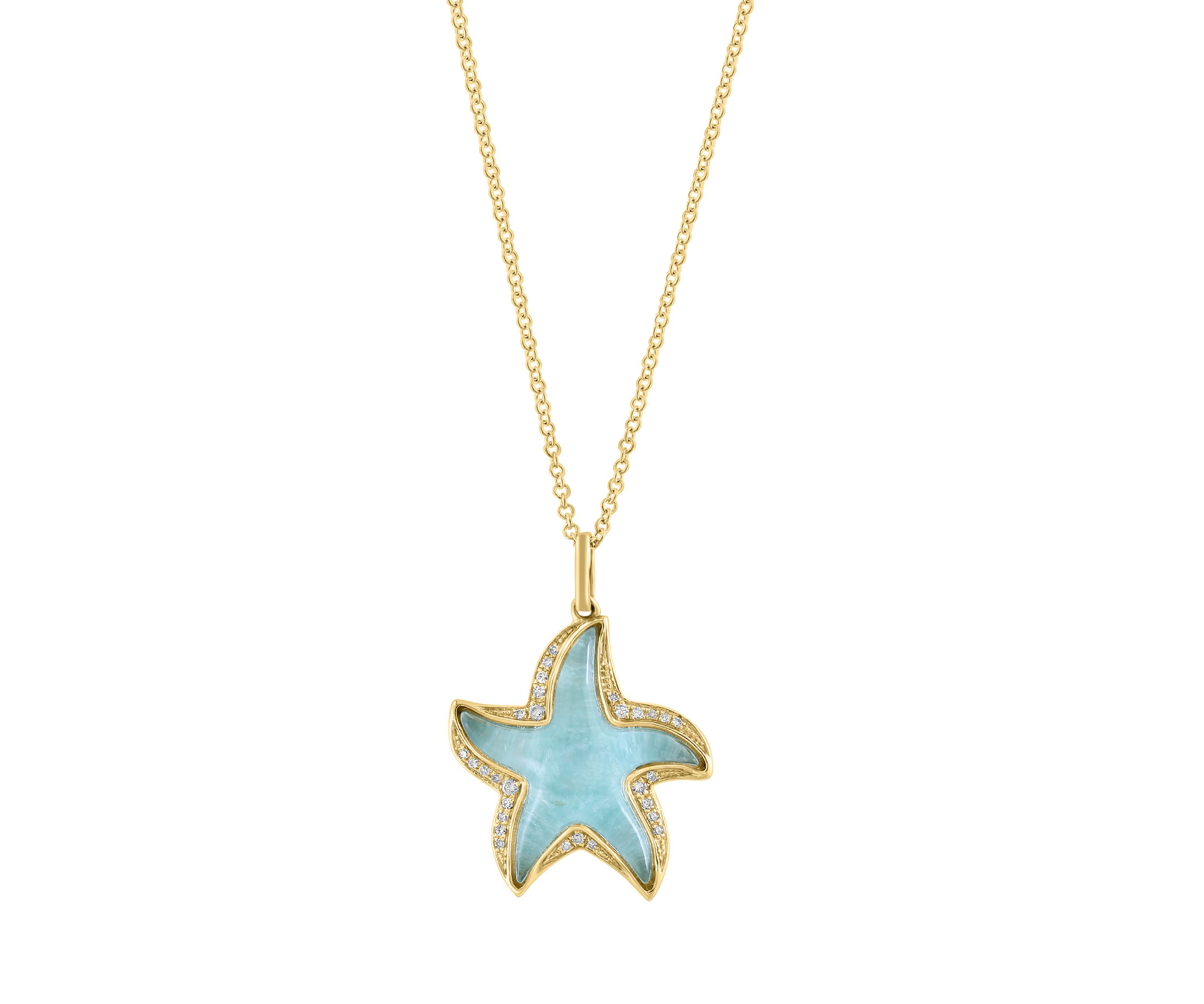 Effy® 1/10 ct. t.w. Diamond, Quartz Crystal and Amazonite Starfish ...