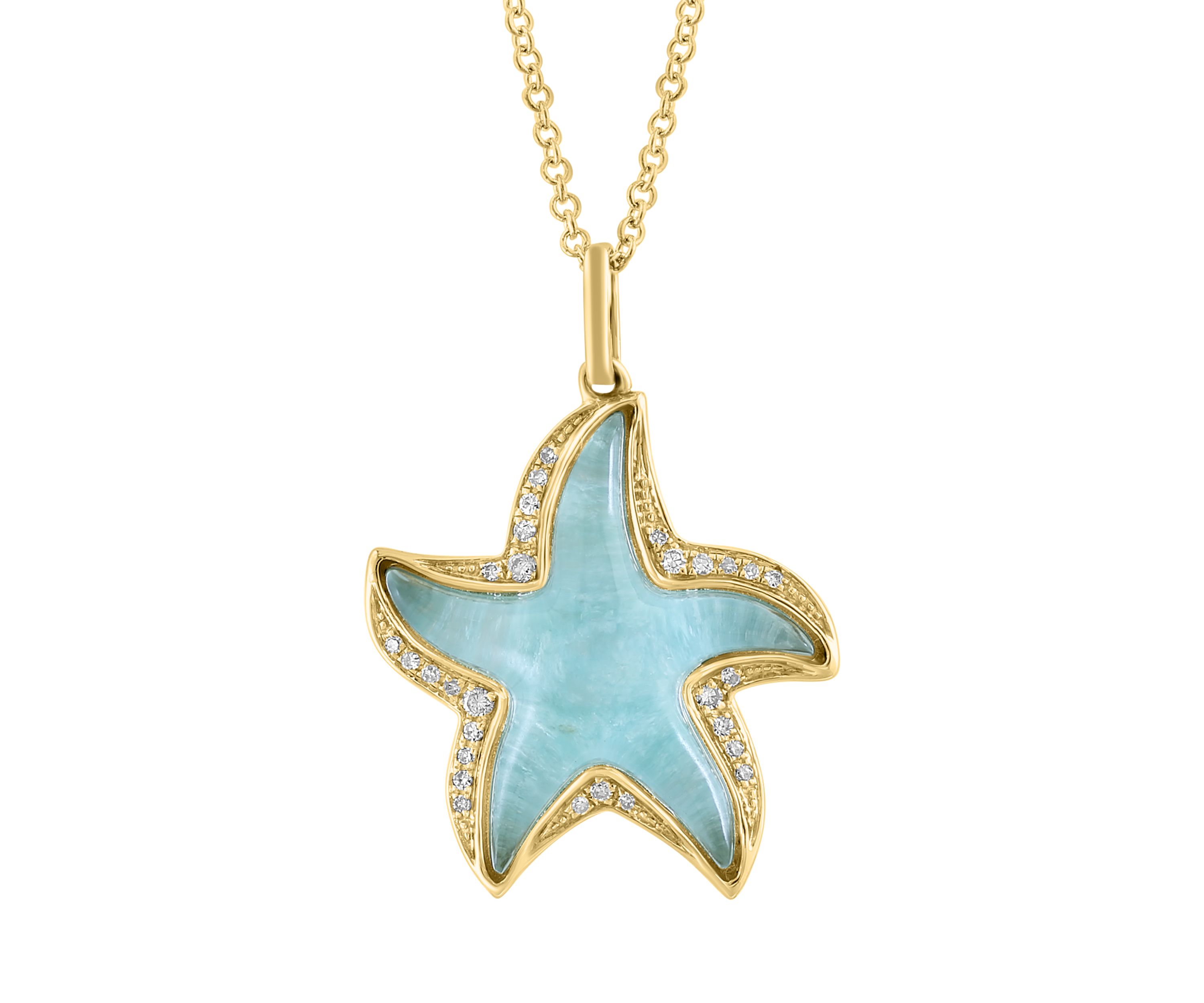 Effy® 1/10 ct. t.w. Diamond, Quartz Crystal and Amazonite Starfish ...