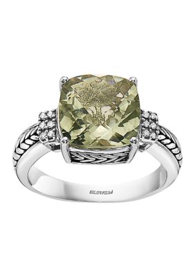 Effy® 1/10 ct. t.w. Diamond and 9.53 ct. t.w. Green Amethyst Ring in ...