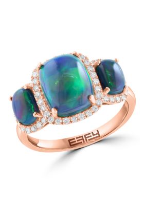 Effy® Diamond and Black Opal Ring in 14K Rose Gold | belk