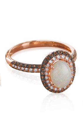 Effy® Opal, Diamond, and Espresso Diamond Ring in 14K Rose Gold | belk