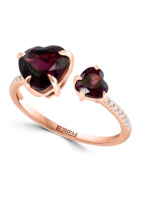 Effy® 1/10 ct. t.w. Diamond, 3 ct. t.w. Rhodolite Ring in 14K Rose Gold ...