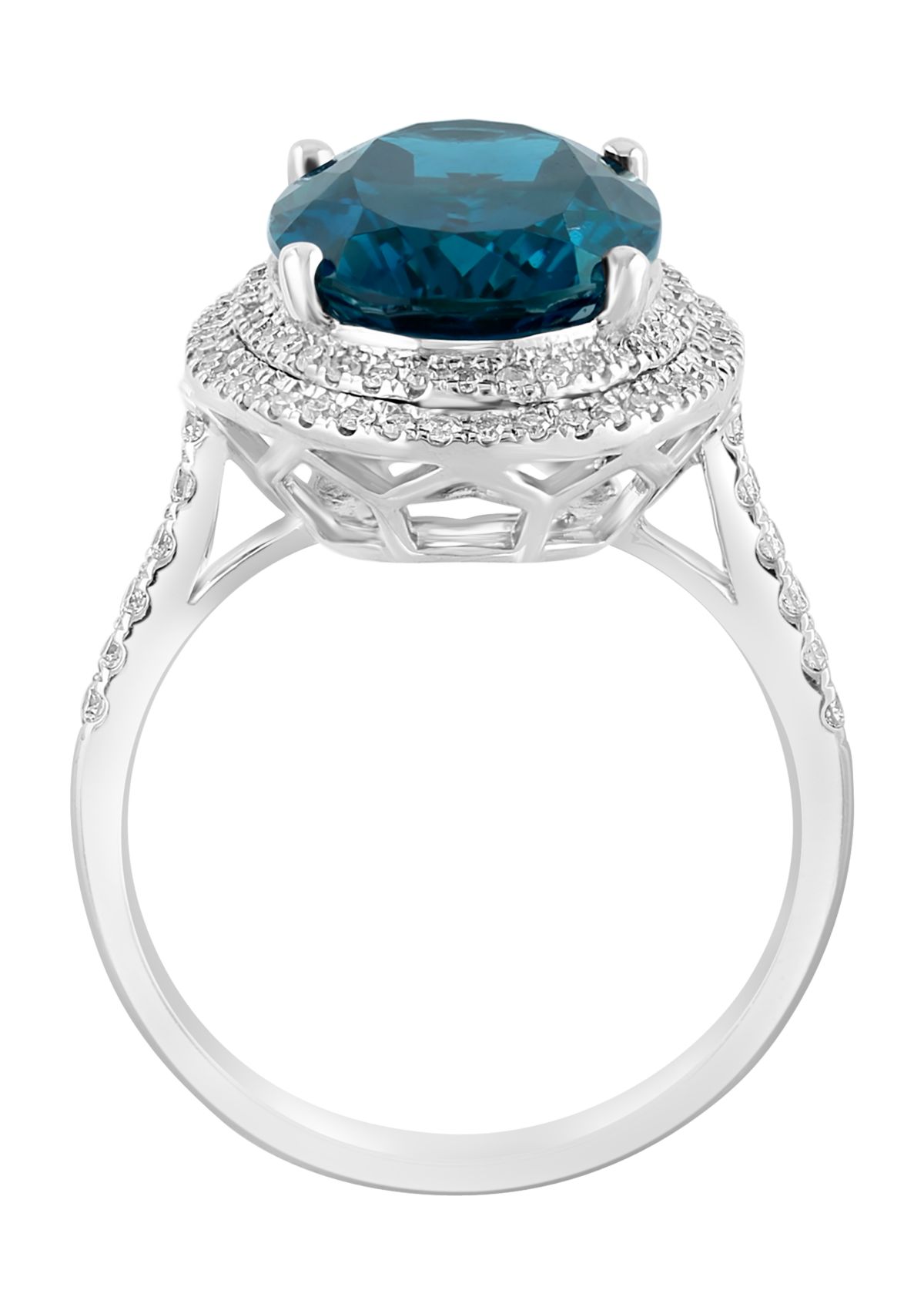 Effy® 6.85 ct. t.w. Blue Topaz, 3/8 ct. t.w. Diamond Ring In 14K White ...