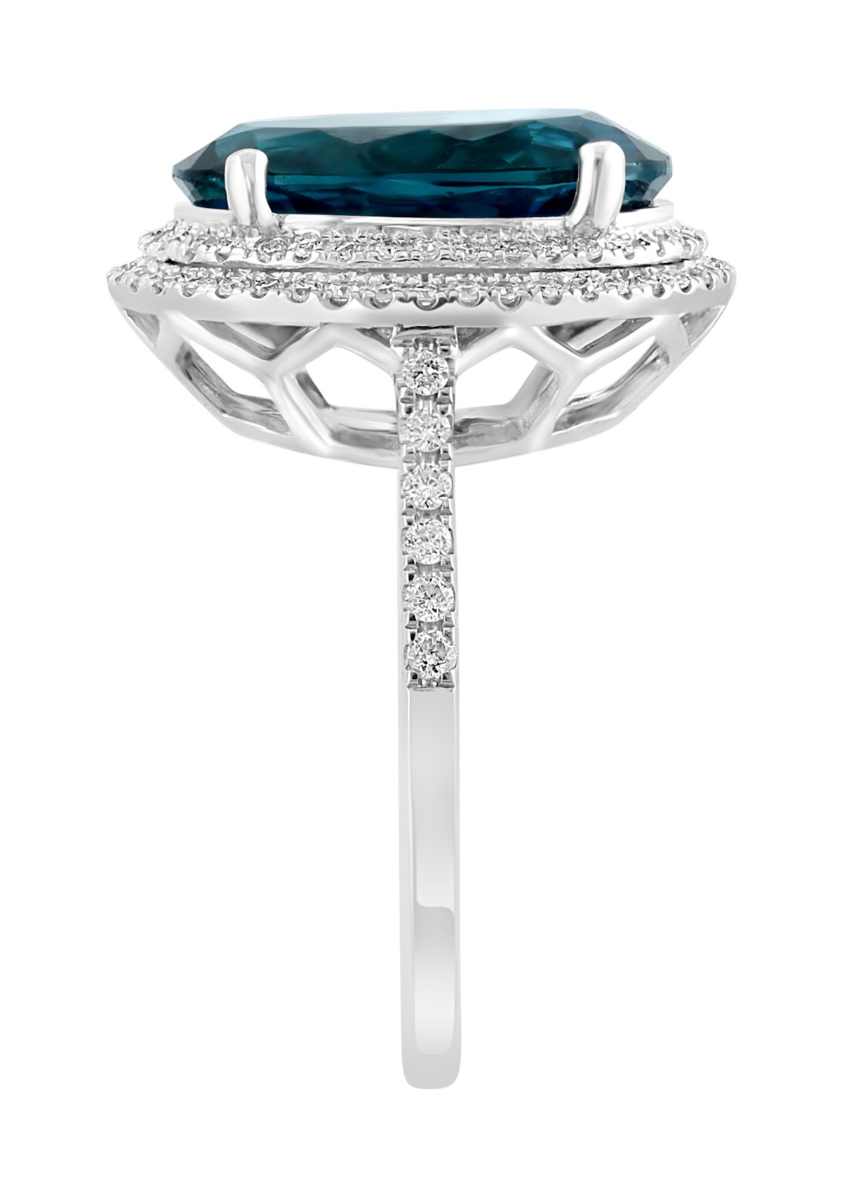 Effy® 6.85 ct. t.w. Blue Topaz, 3/8 ct. t.w. Diamond Ring In 14K White ...