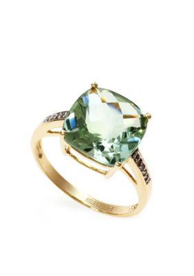Effy® Green Amethyst Diamond Cocktail Ring in 14k Gold | belk