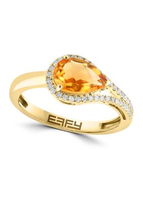Effy® Diamond and Citrine Ring in 14K Yellow Gold | belk