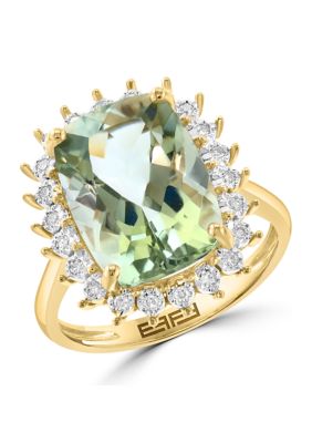 Belk Co. 1 ct. t.w. Created Opal with 1 8 ct. t.w. Diamond Ring in 10K Yellow Gold belk