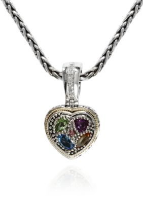 Effy® Multi Colored Heart Pendant in Sterling SIlver and 18K Yellow ...