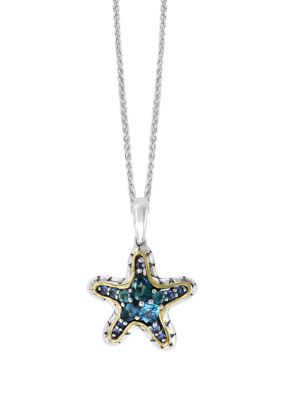 Effy® 1.87 ct. t.w. Blue Topaz and Sapphire Starfish Pendant Necklace ...