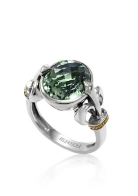 Effy® 1/10 ct. t.w. Diamond and 4 ct. t.w. Green Amethyst Ring in ...