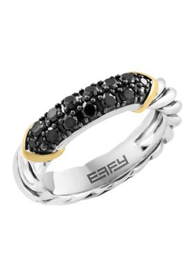 Effy® 925 Sterling Silver/14K Yellow Gold Black Diamond Ring | belk