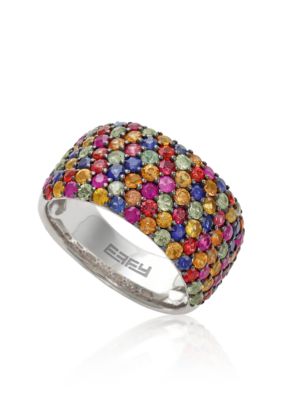 Effy® Sapphire Multicolored Ring in 10K Sterling Silver | belk