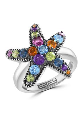 Effy® Multi Gemstone Starfish Ring in Sterling Silver | belk