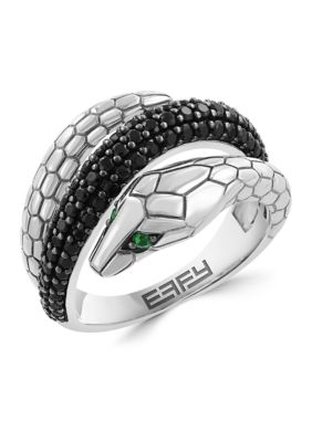 Effy® Tsavorite and Black Spinel Snake Ring in Sterling Silver | Belk