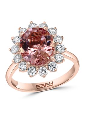 Effy® 14K Rose Gold Diamond Morganite Ring | belk