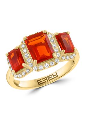 Effy® Diamond and Mexican Fire Opal Ring in 14K Yellow Gold | belk