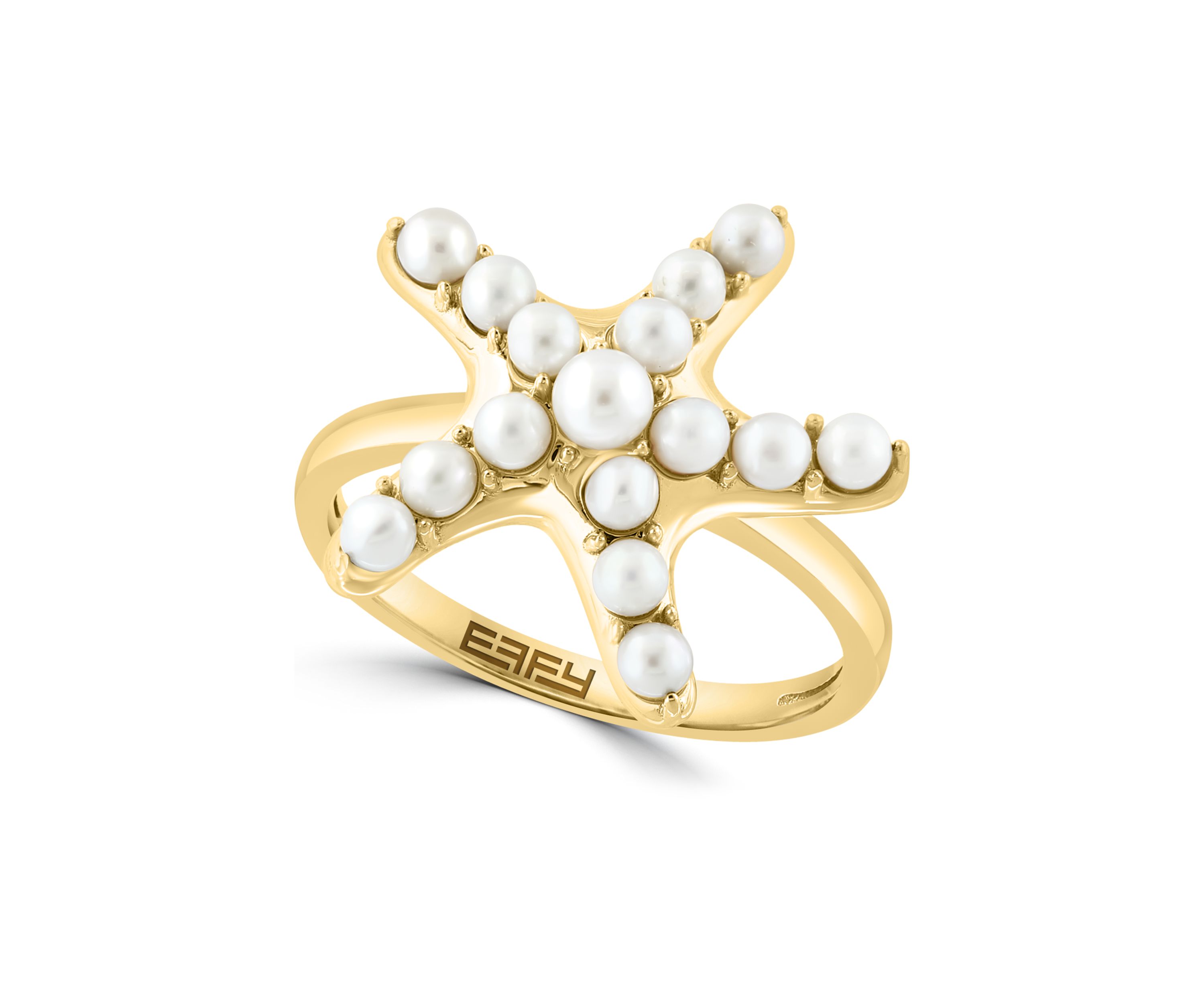 Effy® Freshwater Pearl Starfish Ring in 14K Yellow Gold | Belk