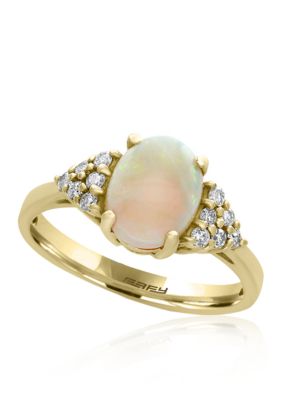 Effy® Opal and Diamond Ring in 14k Yellow Gold | belk