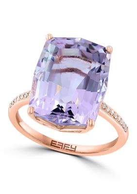 Effy® Diamond and Pink Amethyst Ring in 14K Rose Gold | belk