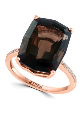 Effy® Diamond and Smoky Quartz Ring in 14K Rose Gold | belk