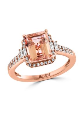 Effy® Diamond and Morganite Ring in 14K Rose Gold | Belk