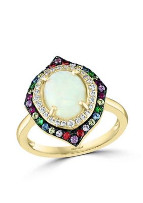 Effy® Diamond, Opal and Multi Semi Precious Ring in 14K Yellow Gold | belk
