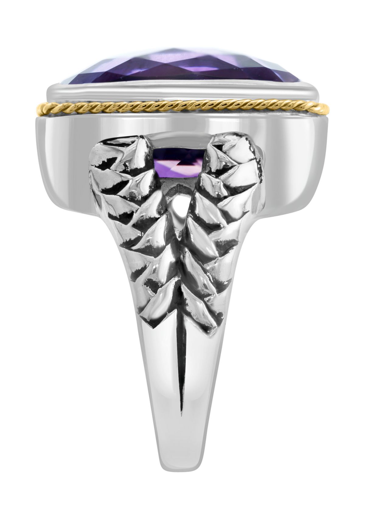 Effy® Amethyst Ring in Sterling Silver and 18K Yellow Gold | Belk