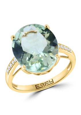 Effy® 7.6 ct. t.w. Green Amethyst, 1/10 ct. t.w. Diamond Ring in 14K ...