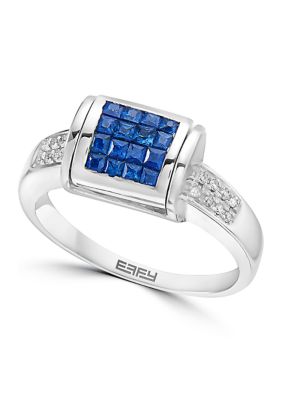 Effy® 14K White Gold Diamond and Sapphire Diversa Ring | belk
