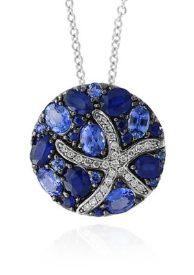 Effy® Sapphire & Diamond Starfish Necklace in 14K White Gold | belk