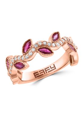 Effy® 14K Rose Gold Diamond Ruby Ring | belk