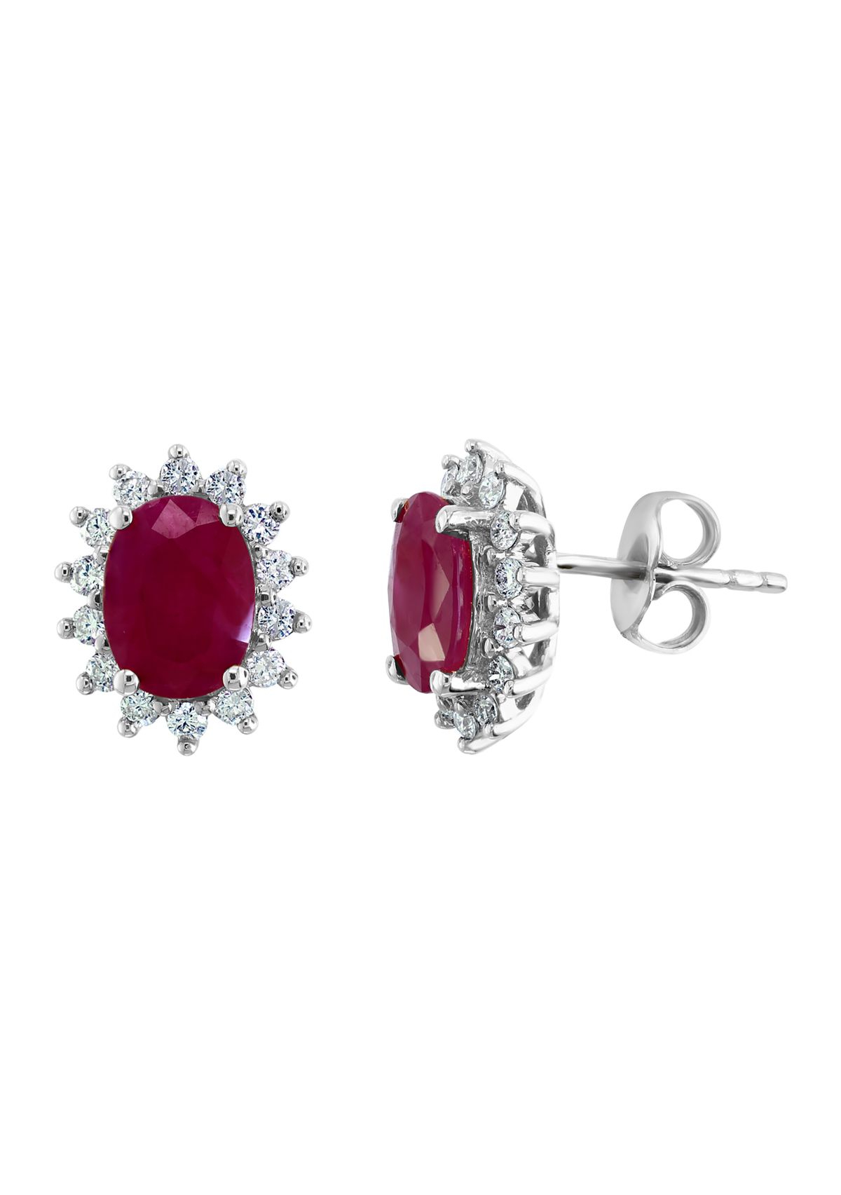 Effy® 3/8 ct. t.w. Diamond and 2.85 ct. t.w. Ruby Earrings in 14K White ...