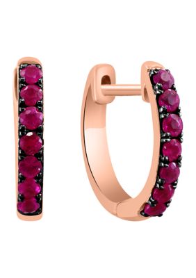 Effy® Ruby Hoop Earrings in 14K Rose Gold | belk