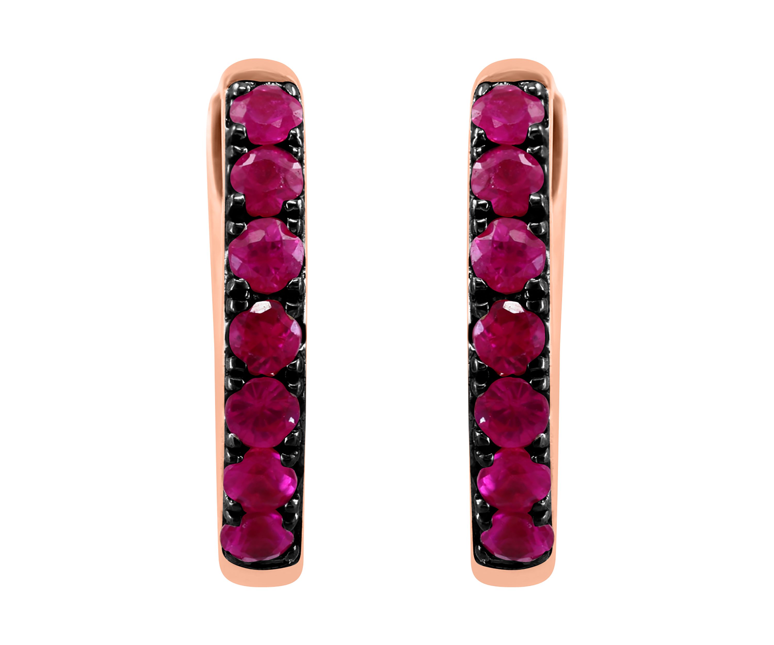 Effy® Ruby Hoop Earrings in 14K Rose Gold | Belk