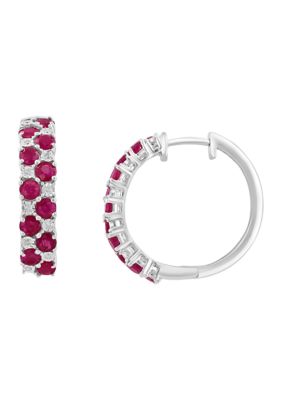 Effy® Diamond and Natural Ruby Earrings in Sterling Silver | belk