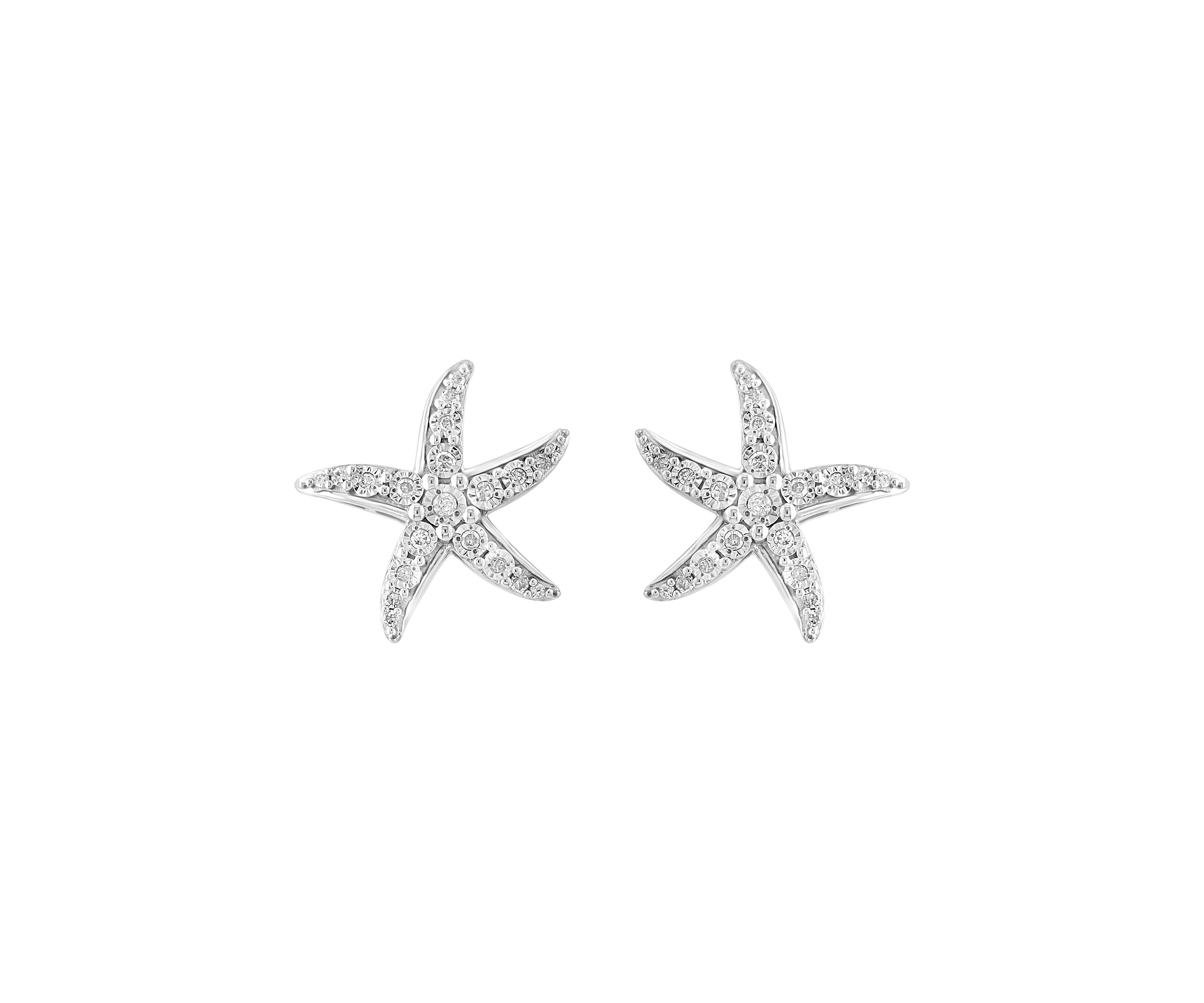 Effy® 1/5 ct. t.w. Miracle Set Diamond Button Starfish Earrings in ...