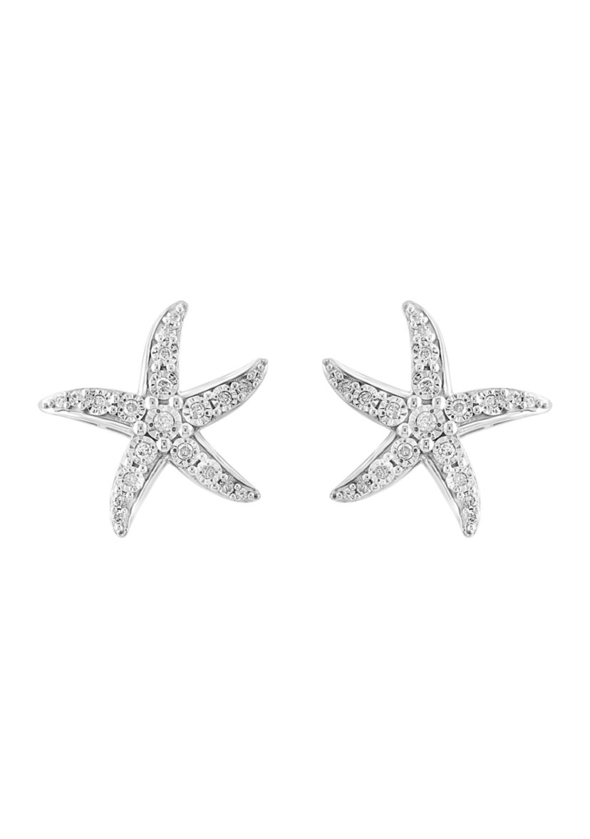 Effy® 1/5 ct. t.w. Miracle Set Diamond Button Starfish Earrings in ...